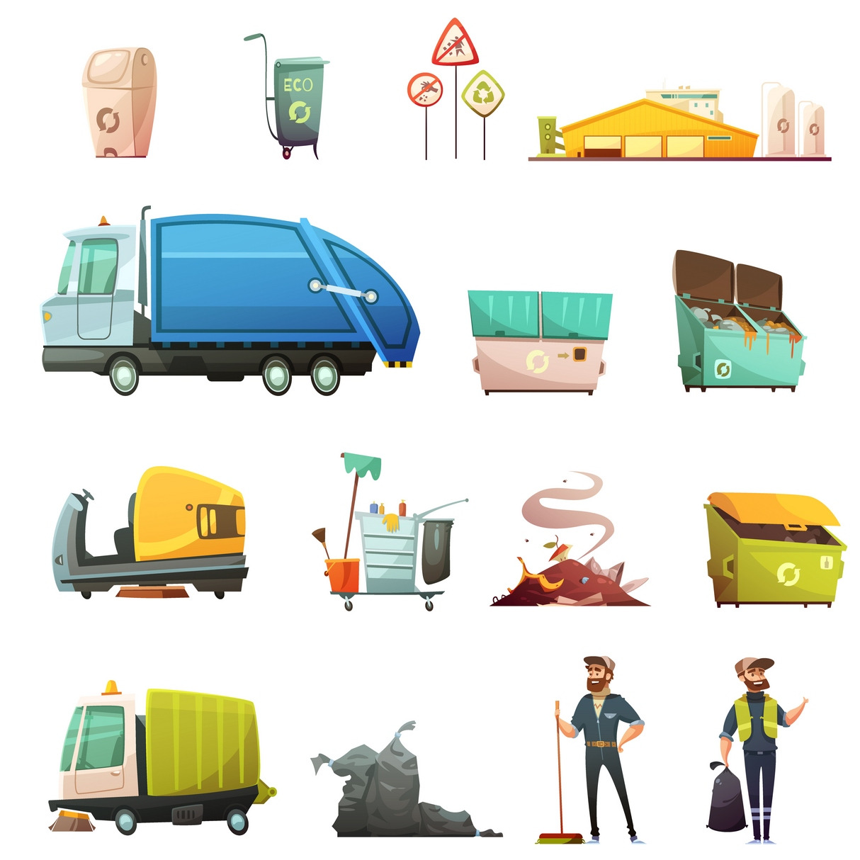 Garbage sorting and recycling icons, an Icon by Macrovector