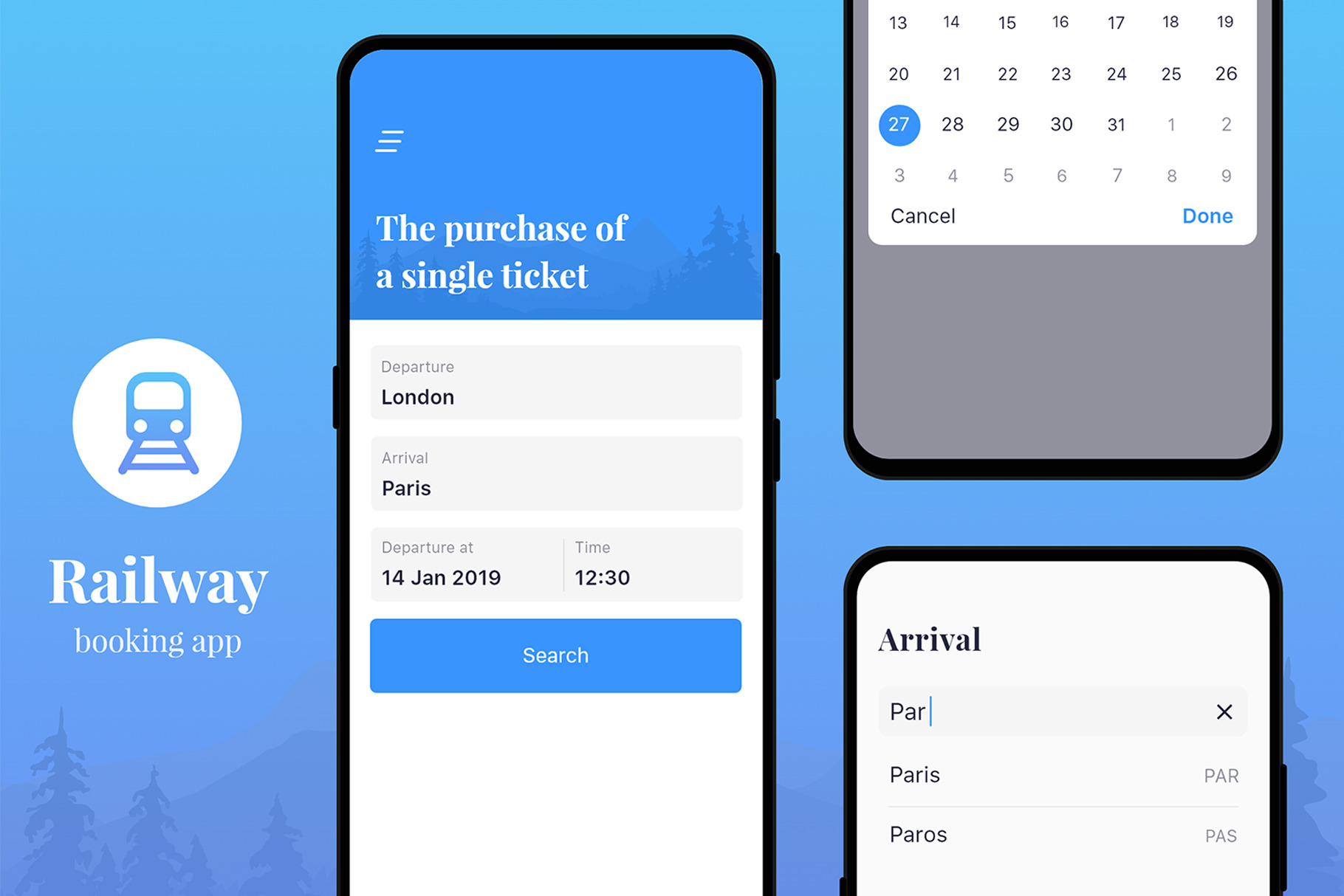 Railway booking app wireframe kit, a Wireframe Template by Peer Forest