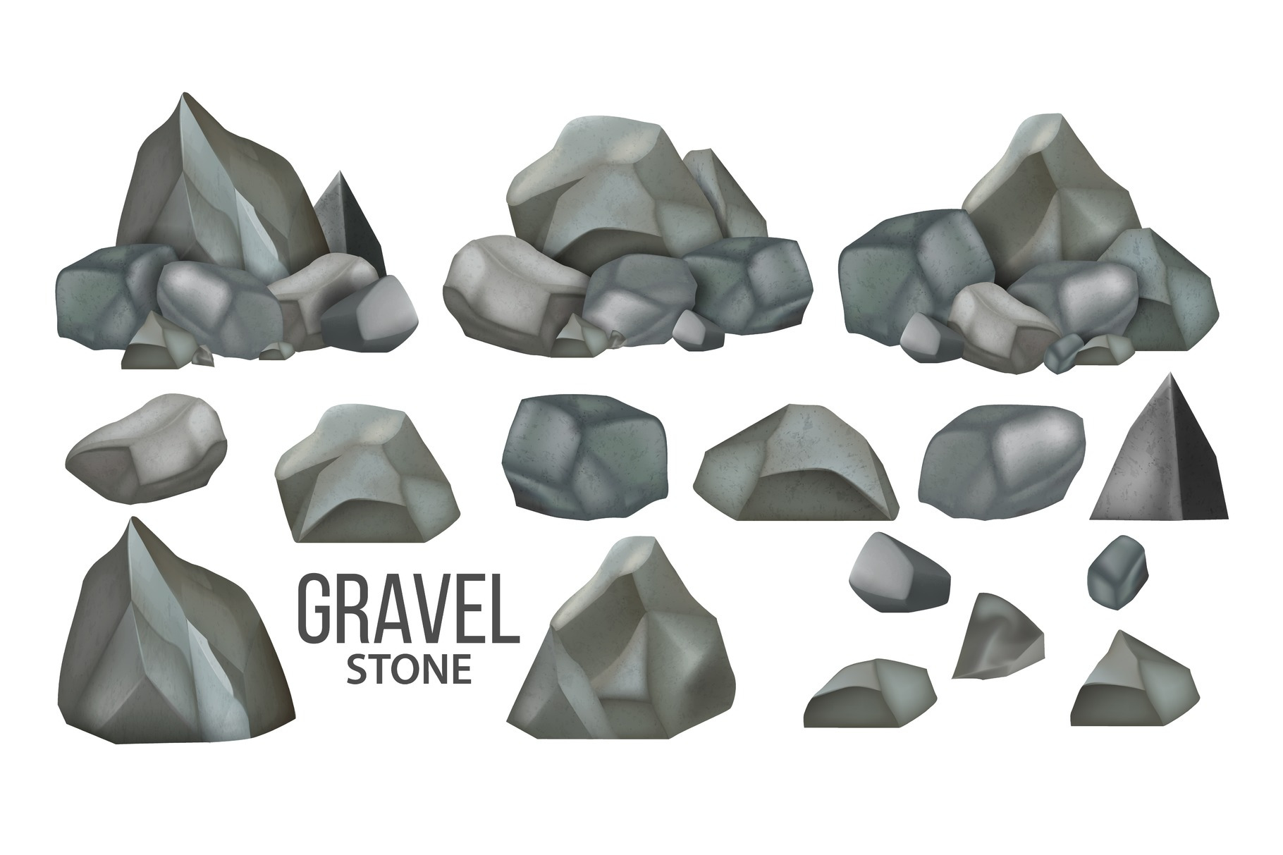 Stone Gravel And Granite Collection, a Decorative Illustration by ...