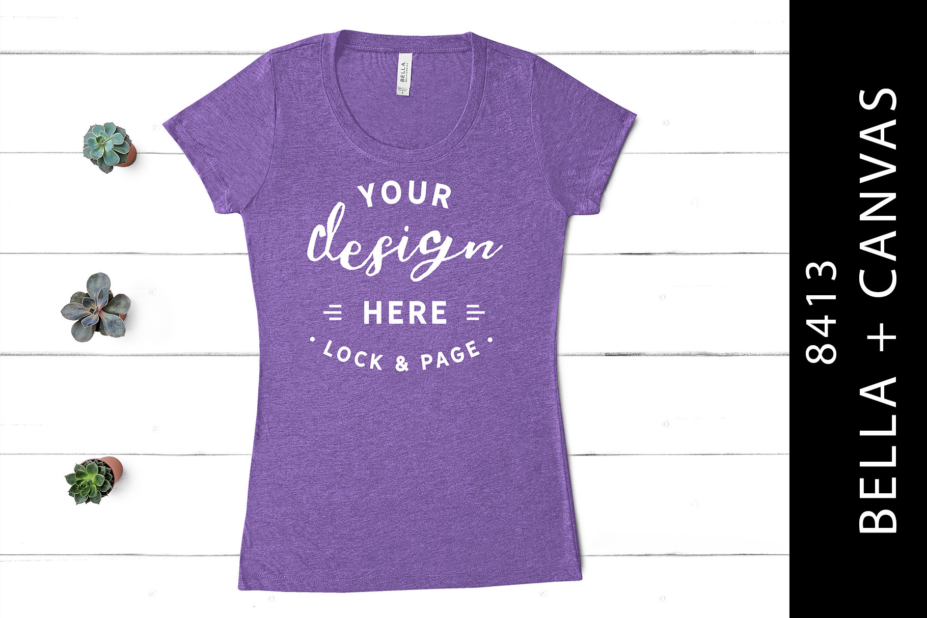 Purple Bella Canvas 8413 Tee Mockup, a Shirt Mockup by lock and page