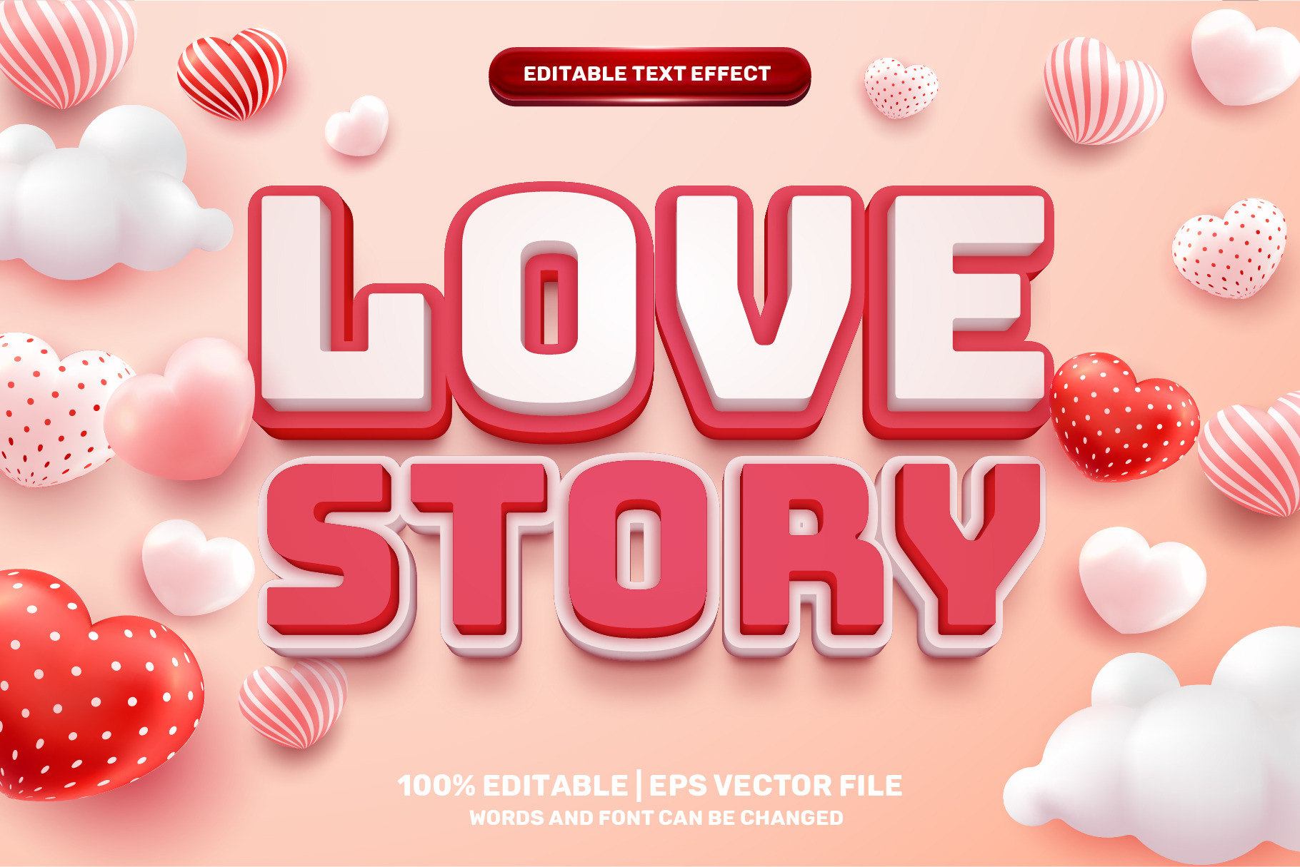 love 3d editable text effect