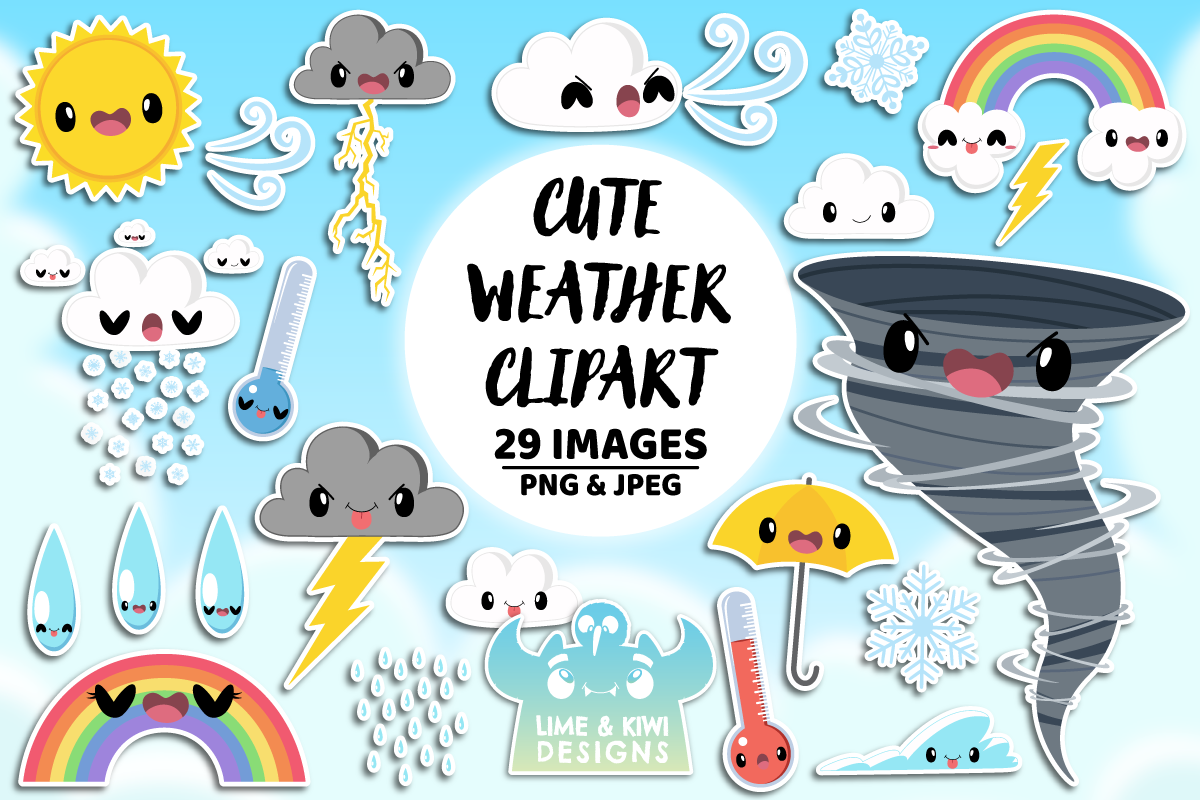 Cute Weather Clipart, a Decorative Illustration by Lime & Kiwi Designs