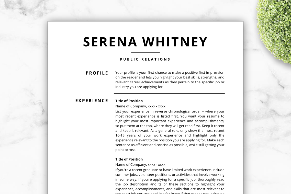 Resume Template/CV - Serena, a Resume Template by Resume Template Studio