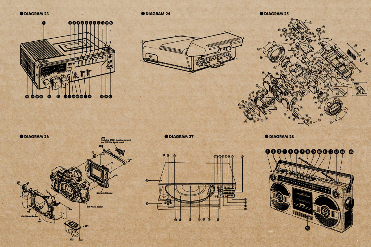 Retro Vector Diagrams - 32 Items, an Illustration by Offset