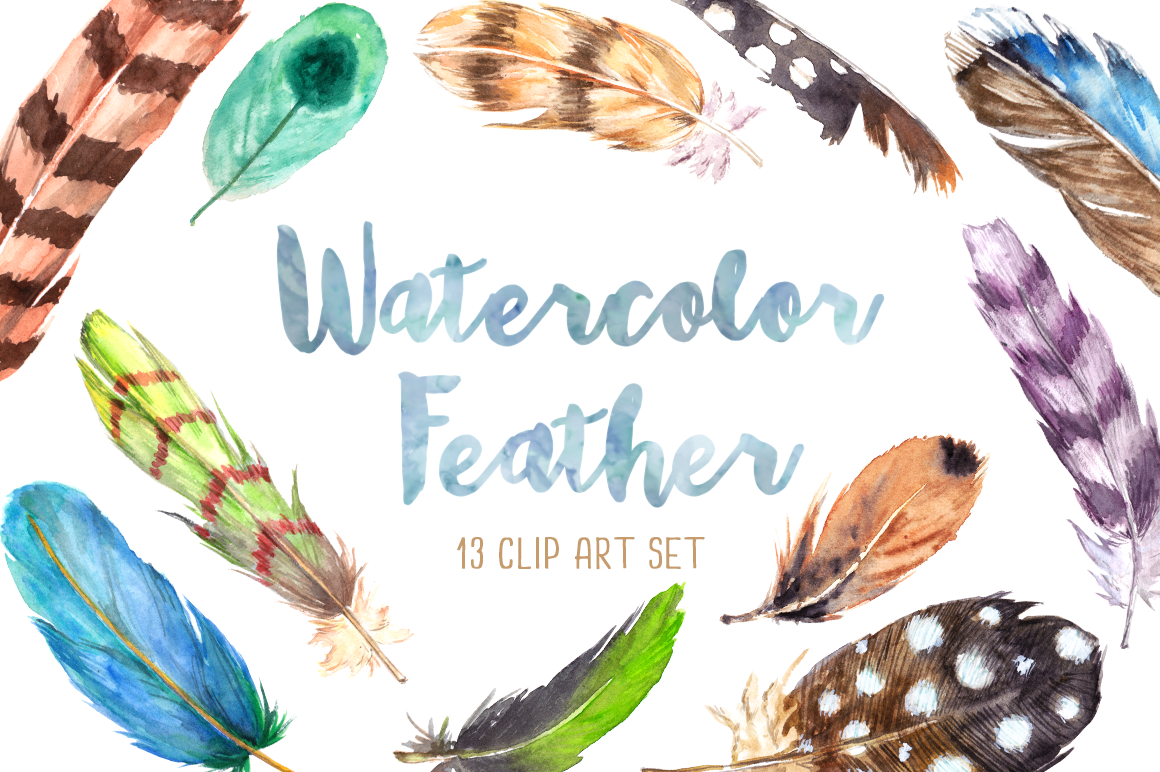 Hobo Feathers Watercolor Clip Art, an Illustration by October Studio