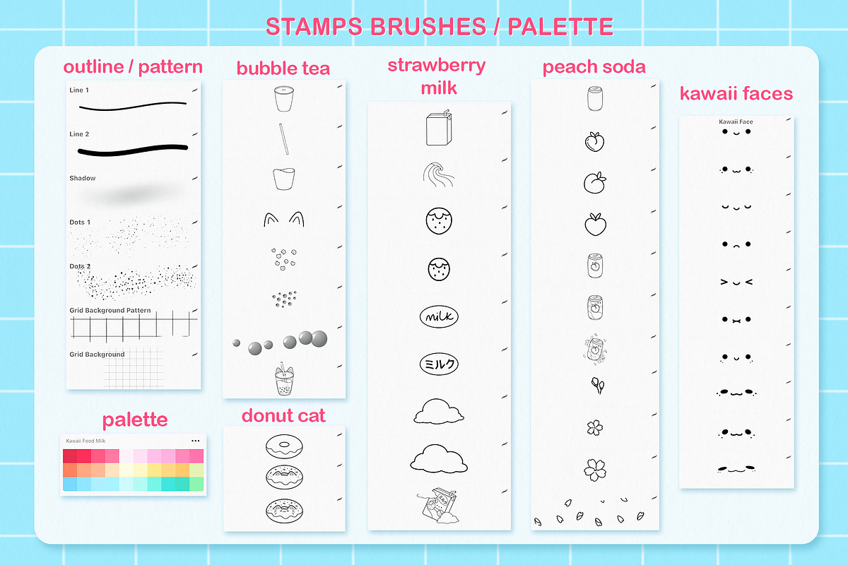 Procreate Brushes Anime, Cute Stamps, a Food Illustration by ...