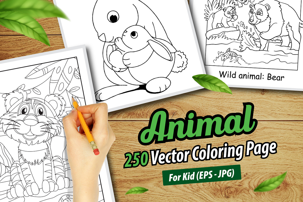 250 Vector Happy Animal Coloring, an Animal Illustration by Blue ...