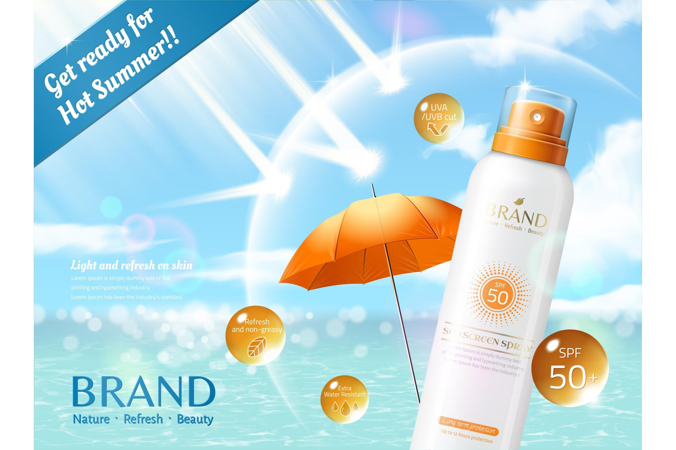 Sunscreen spray ads, an Illustration by TotallypicRF