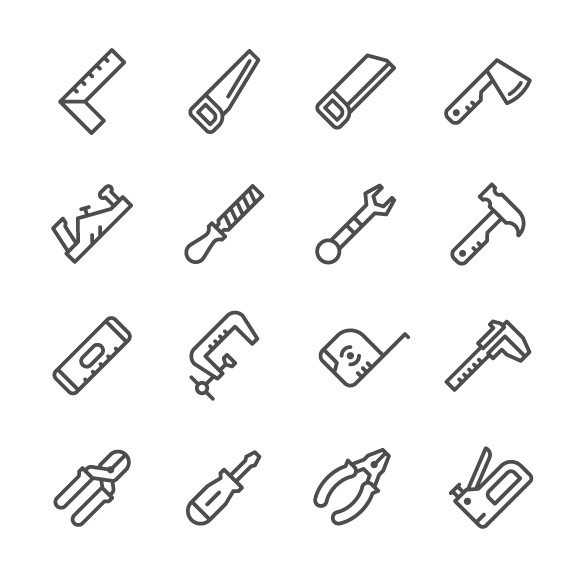 Set line icons of hand tool, an Outline Icon by motorama