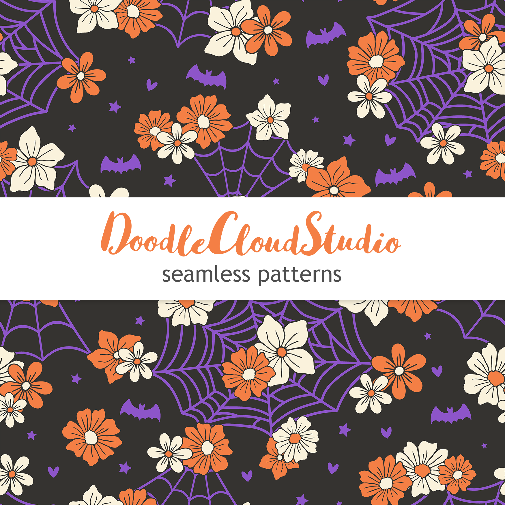 SET of 4 Halloween Seamless Pattern, a Pattern Graphic by Doodle Cloud ...
