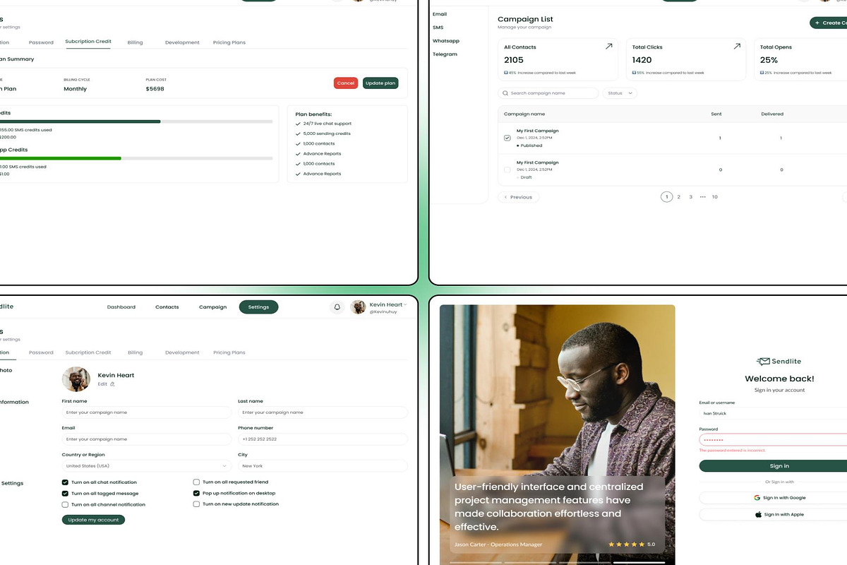 Sendlite - Marketing Dashboard UI Kit