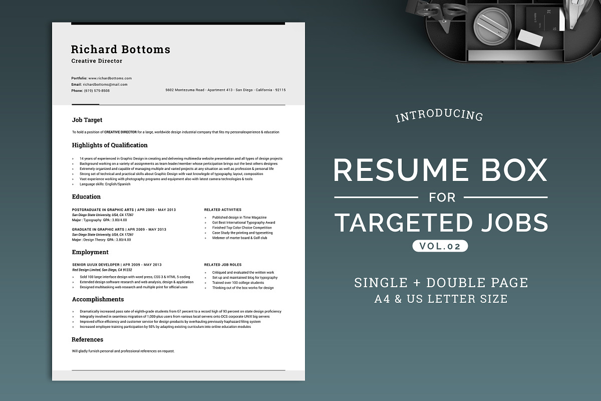 Resume Box for Targeted Jobs V.2, a Resume Template by SNIPESCIENTIST