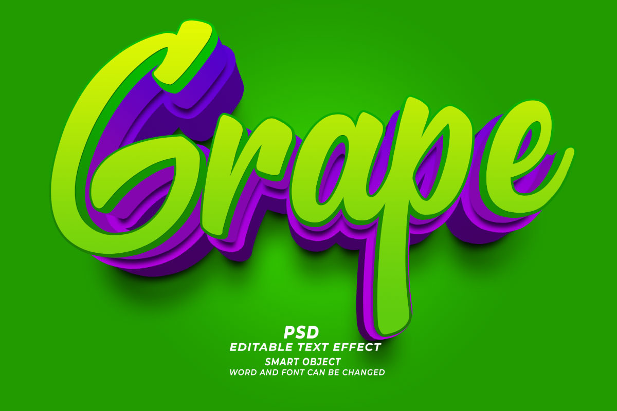 Grape 3d PSD Editable Text Effect, a Layer Style Add-On by TrueVector