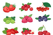 Berry vector berrying mix strawbery, a Food Illustration by RocketArt