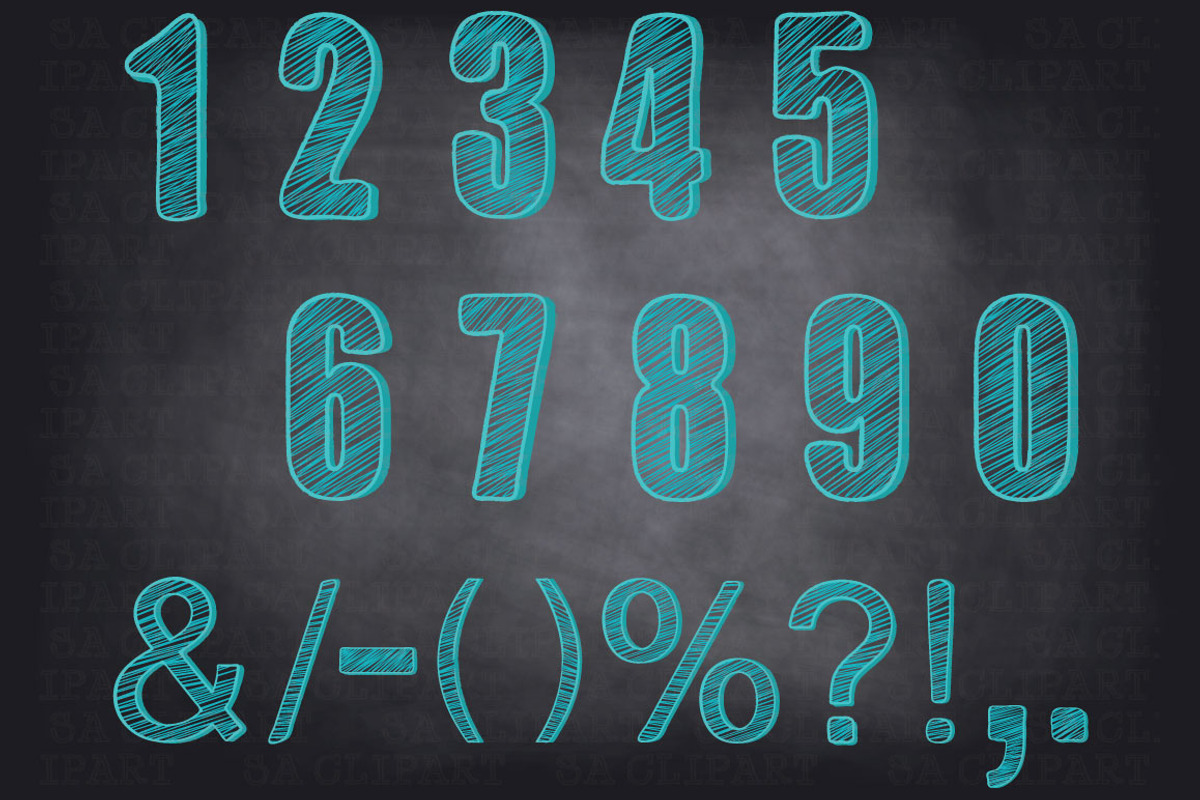 Chalkboard Numbers Clipart, a Decorative Illustration by SA ClipArt