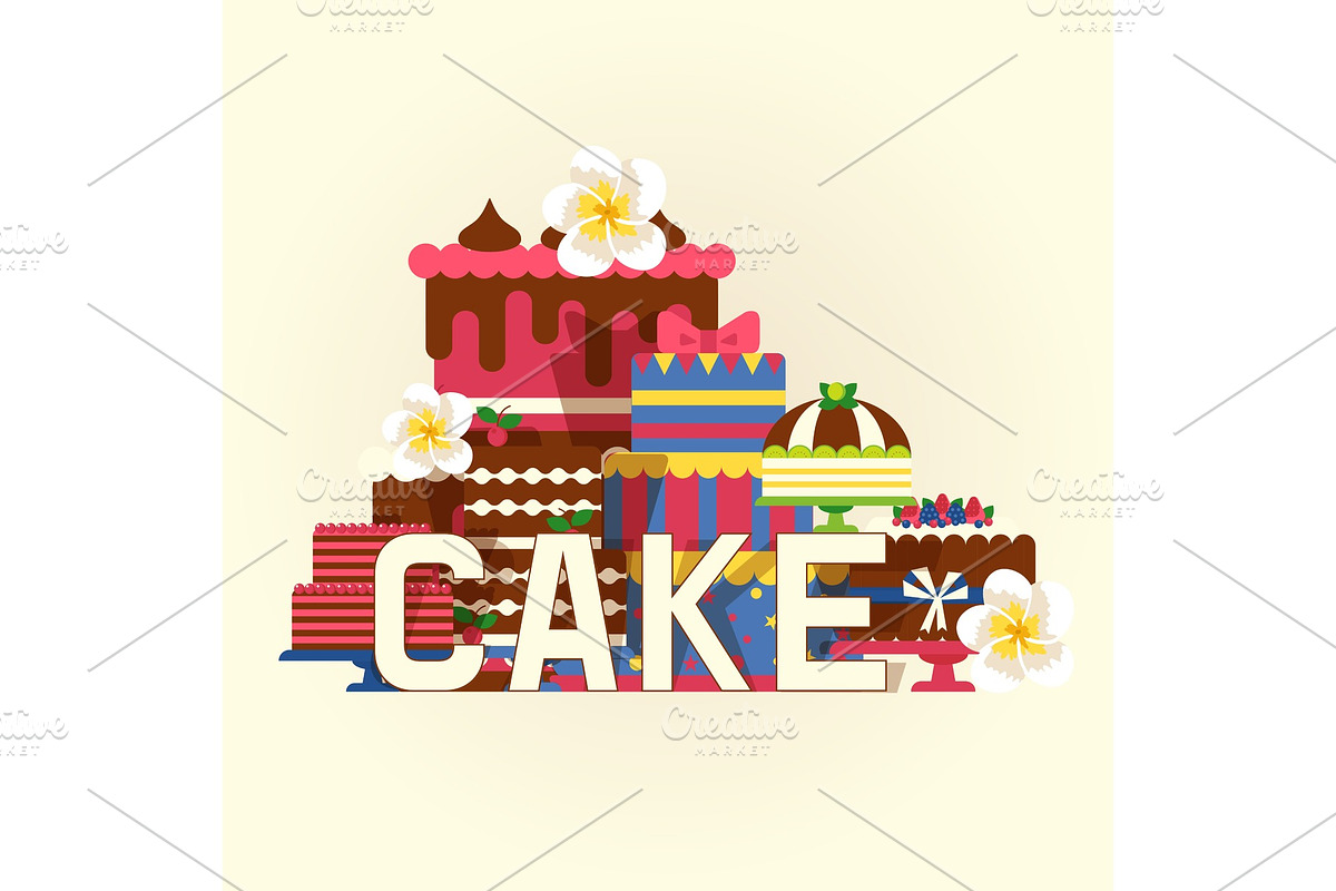 Cake banner, poster vector, a Texture Graphic by KitVector | Creative ...