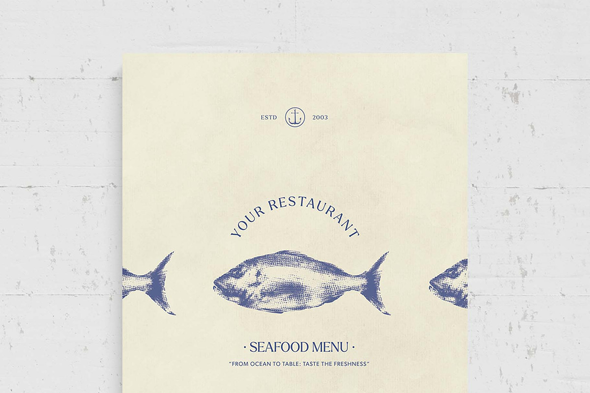 Rustic Seafood Menu Template, a Flyer Template by BrandPacks