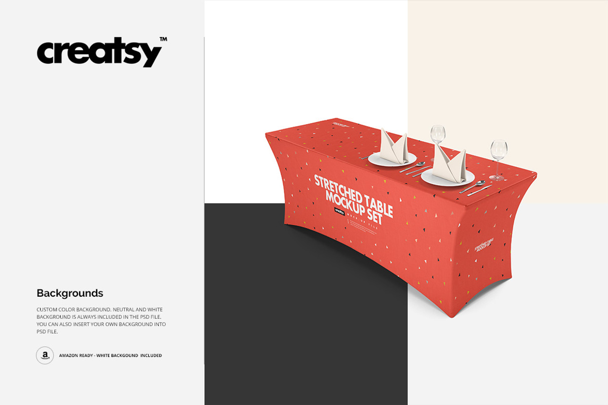 Stretch Tablecloth Mockup Set, a Product Mockup by creatsy5