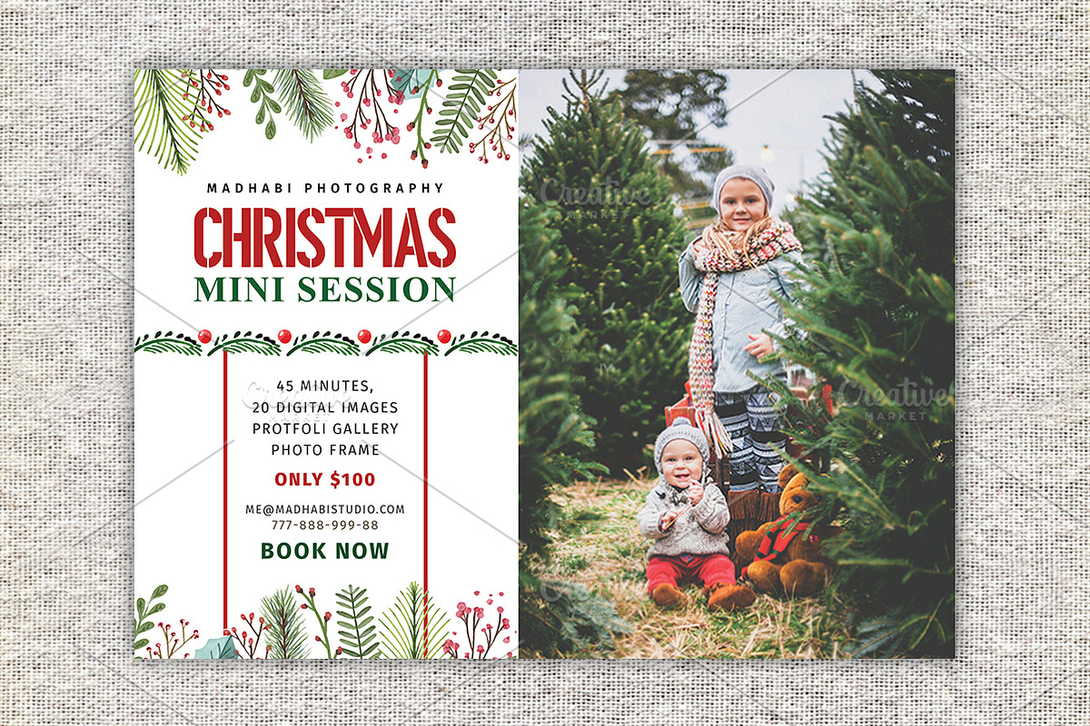Christmas Mini Session Template, a Flyer Template by Madhabi Studio ...