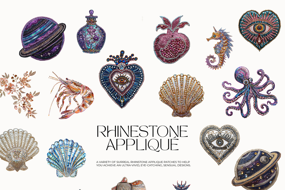 Rhinestone Appliqué Collage Patches