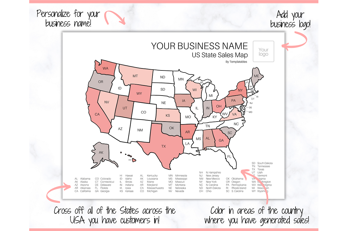 US Sales Map - Editable Color In Tracker