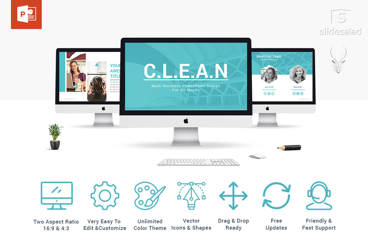 Clean Multi PowerPoint Template, a Presentation Template by SlideSalad