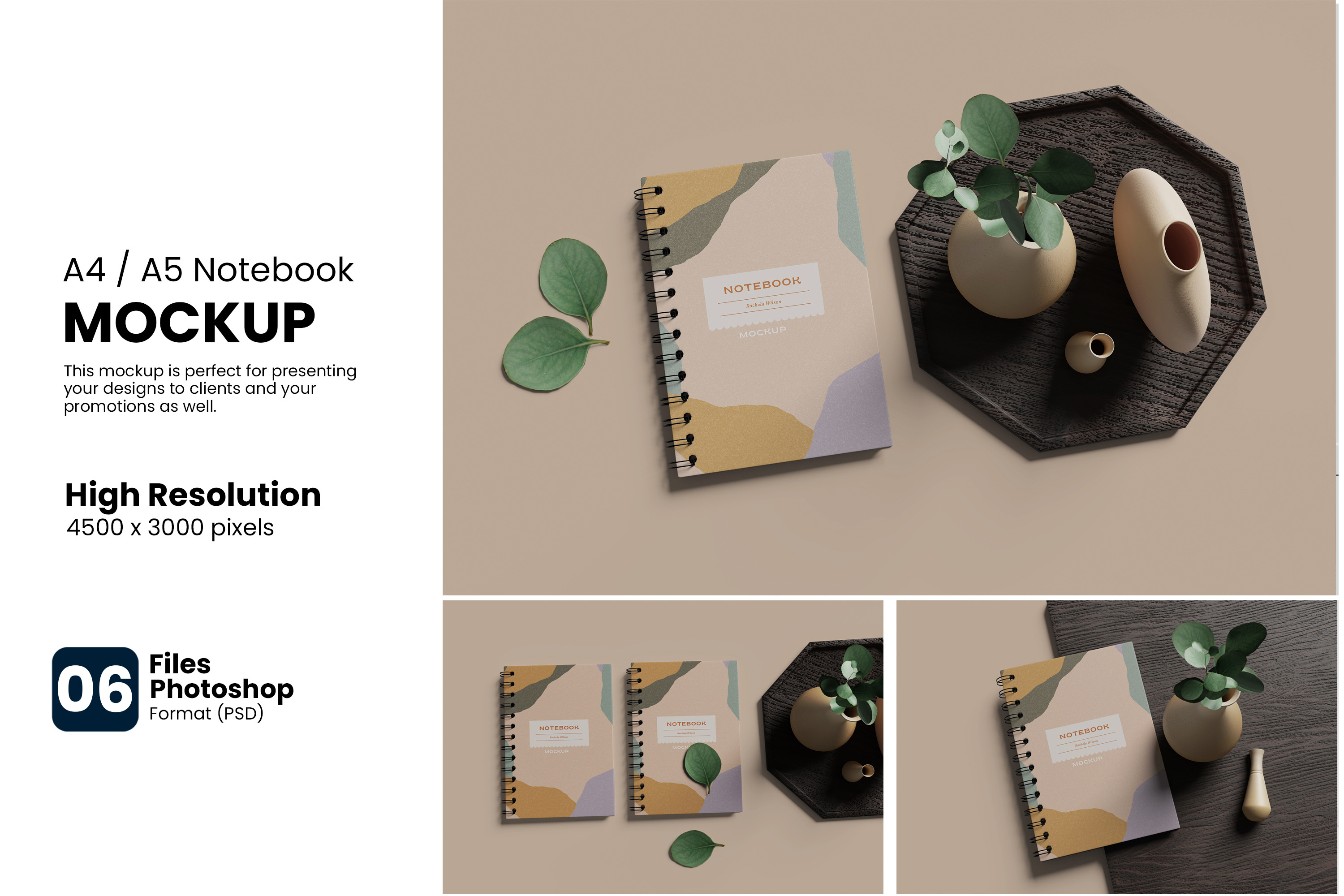 A4 / A5 Notebook Mockup, a Print Template by bimockup