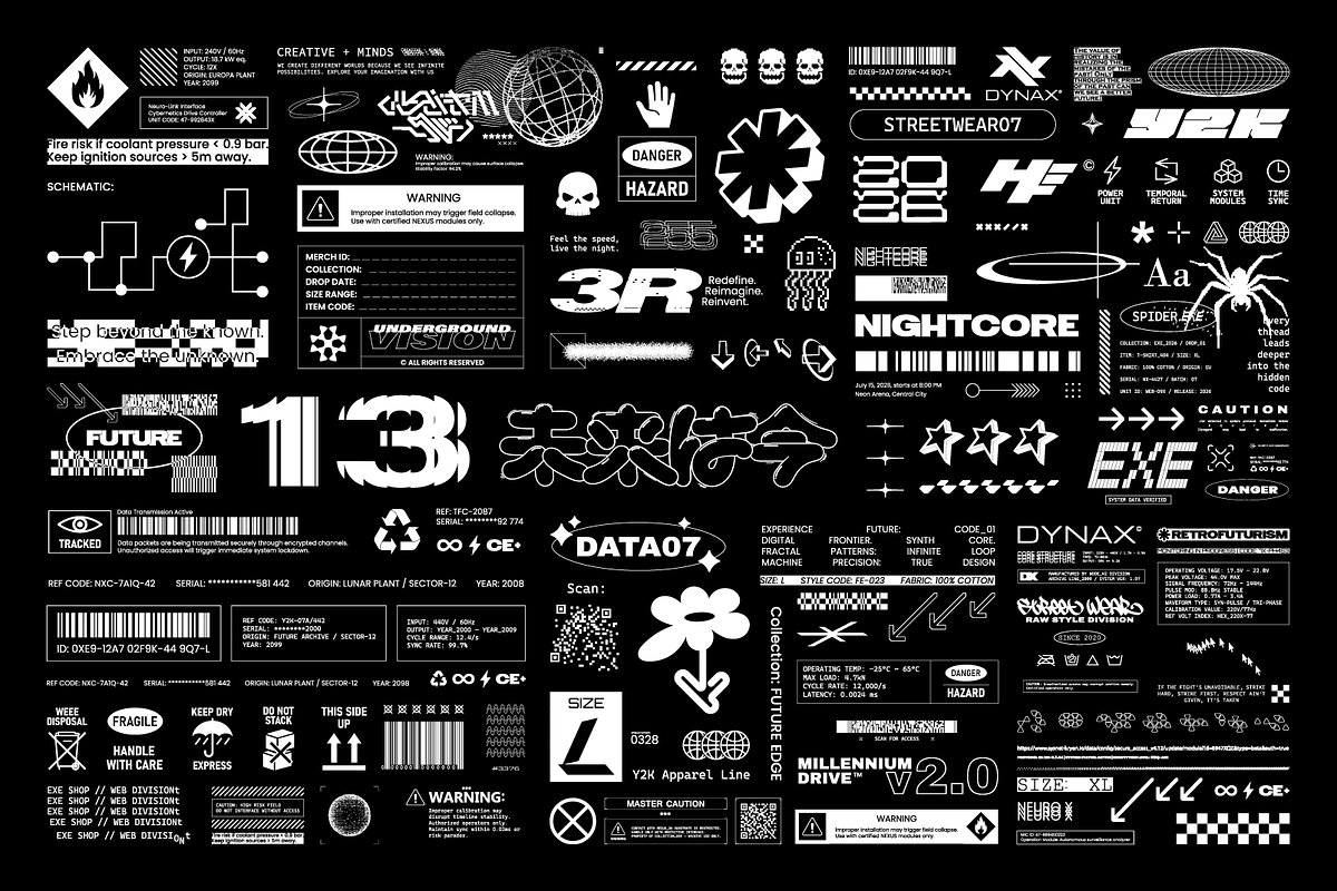 Industrial Shipping Labels & Logos, an Object Graphic by SergeyBitos