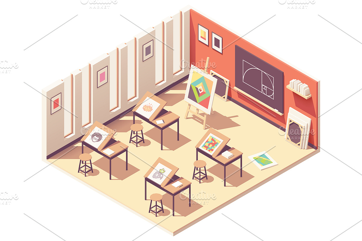 Isometric school art classroom, a Graphic by tele52