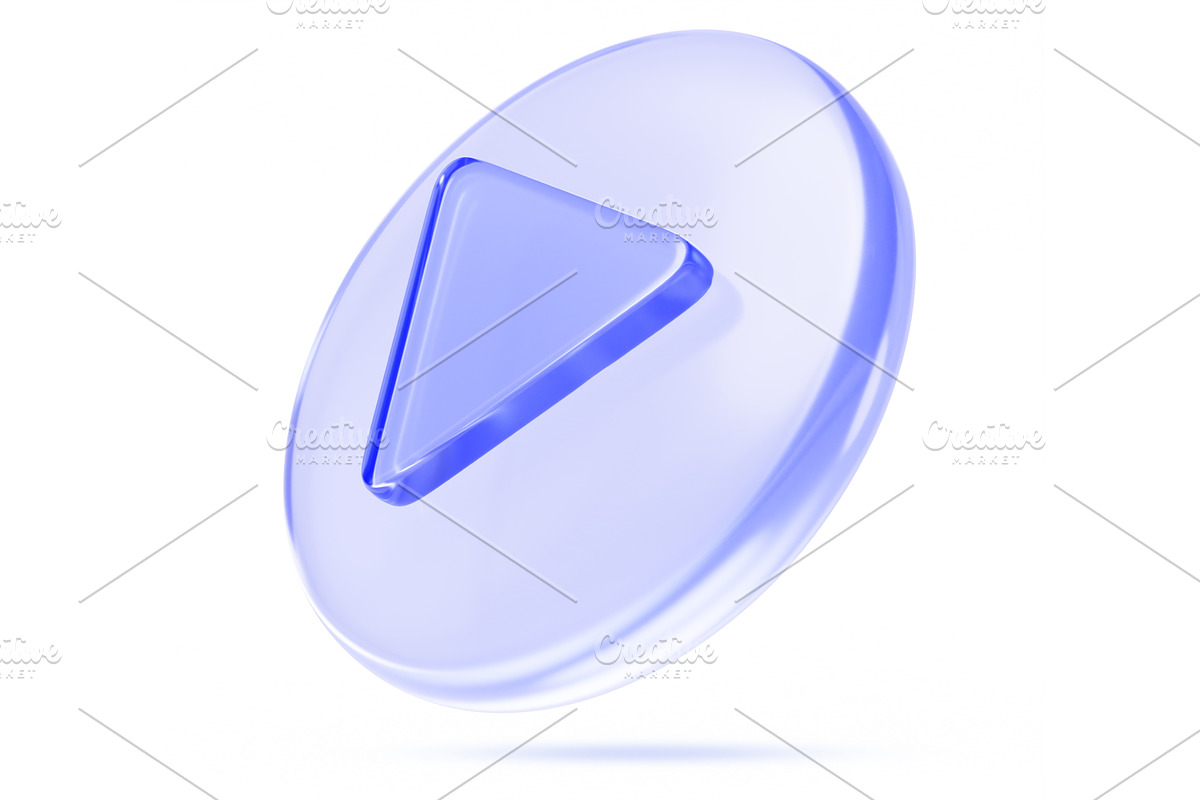 Blue glass play button 3d icon -, an Object 3D Model by Marozhkastudio