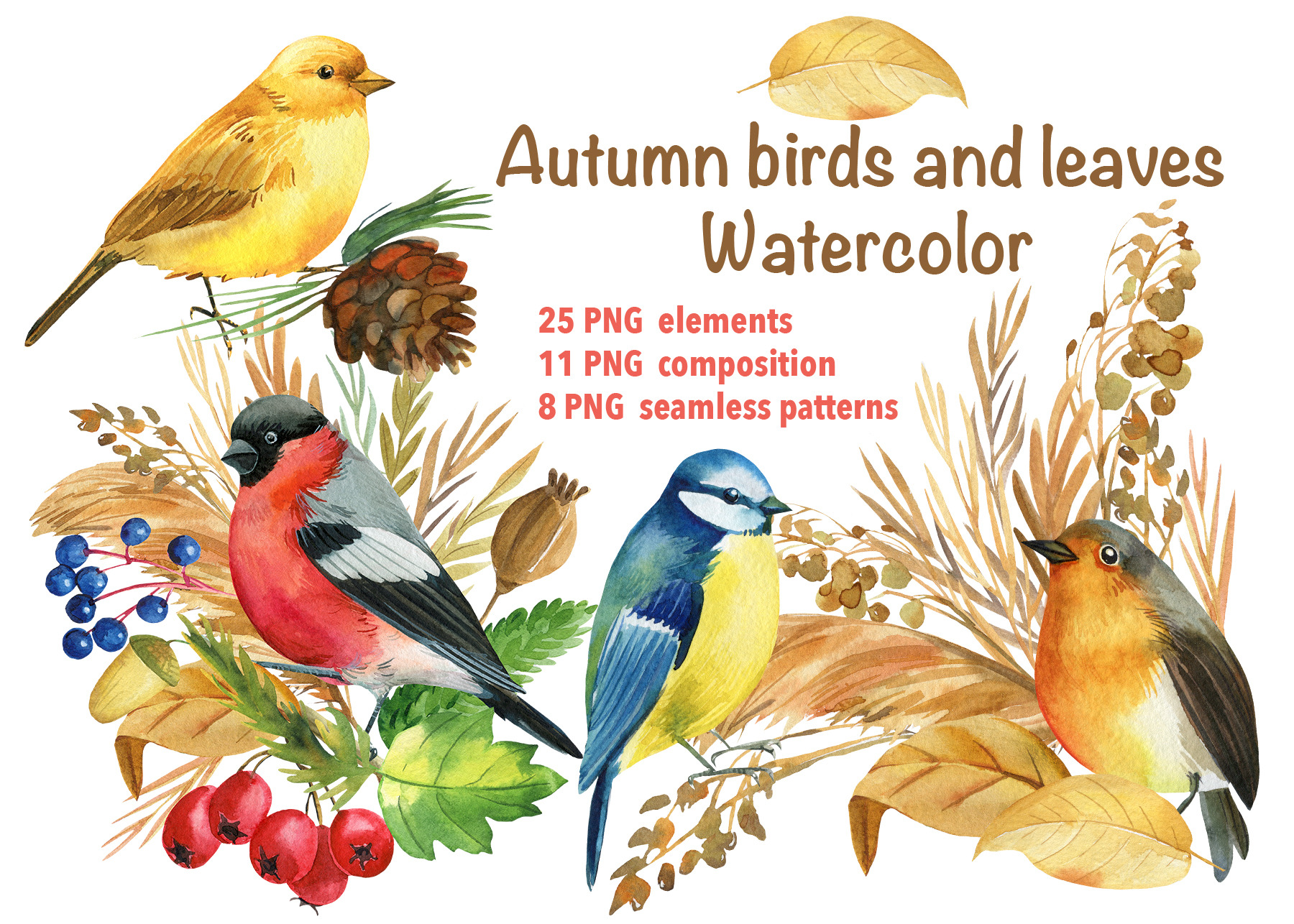 Autumn birds and leaves watercolor, an Animal Illustration by Hanna ...
