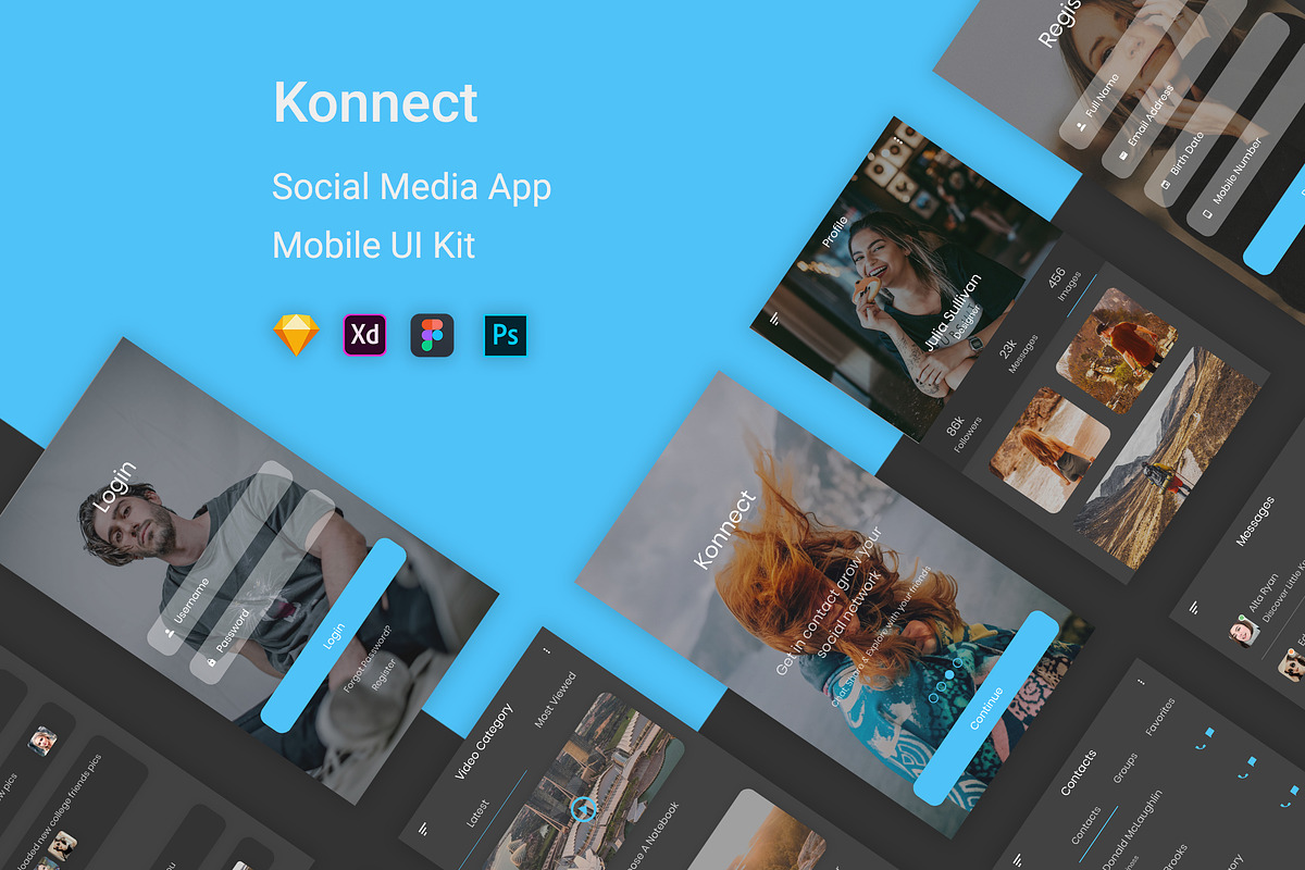 Konnect - Social Media Mobile App, an UI Kit Template by themelove ...
