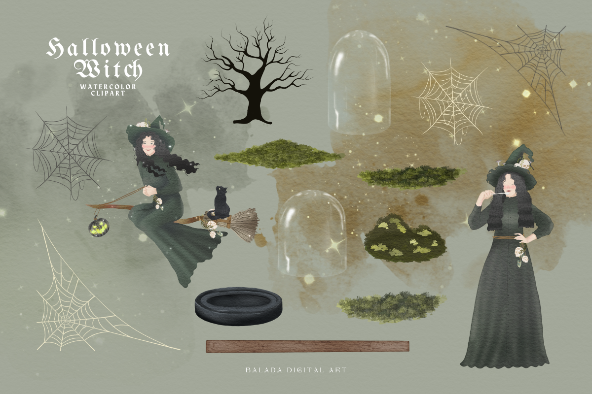 Halloween Witch clipart bundle