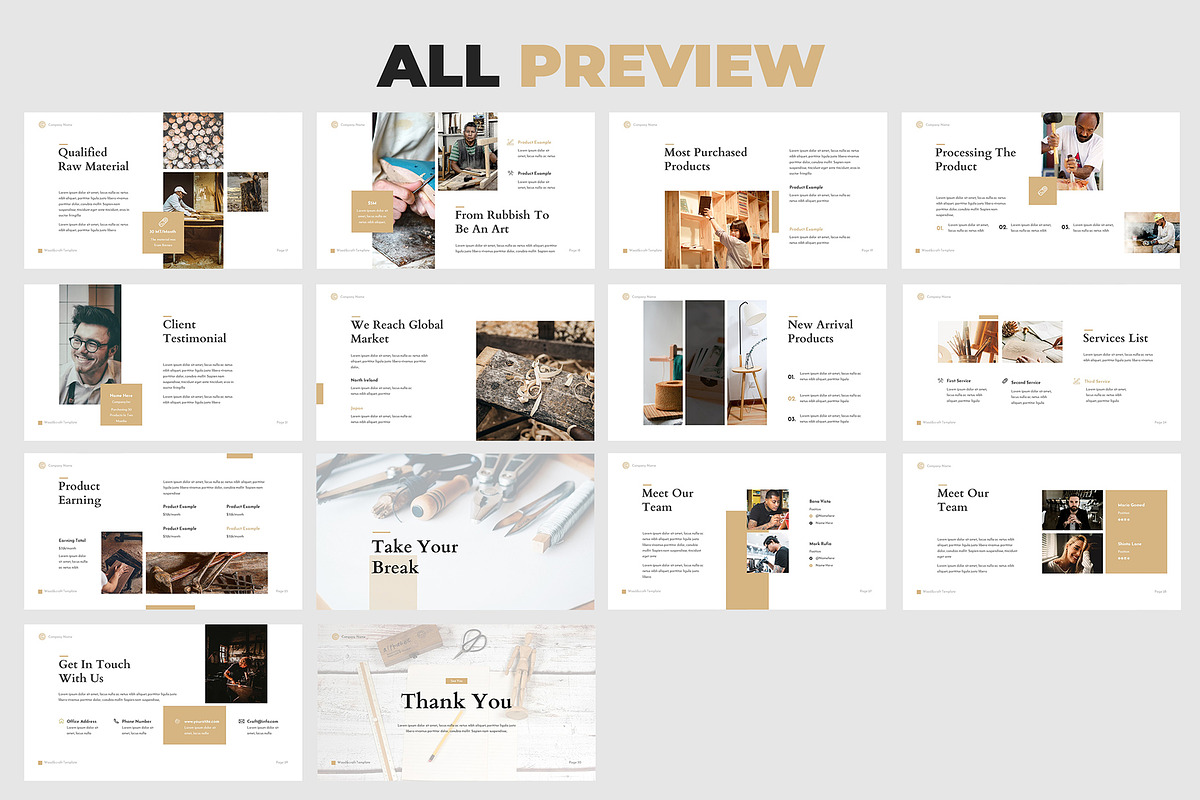 Wood & Craft Powerpoint Template, a Presentation Template by Giant ...