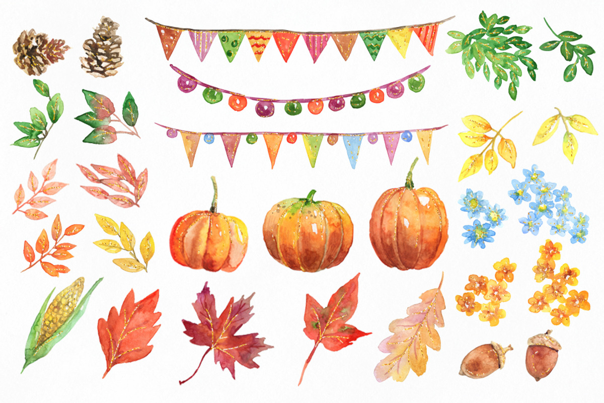Fall Autumn clipart set paper, an Illustration by EphrazyGraphics