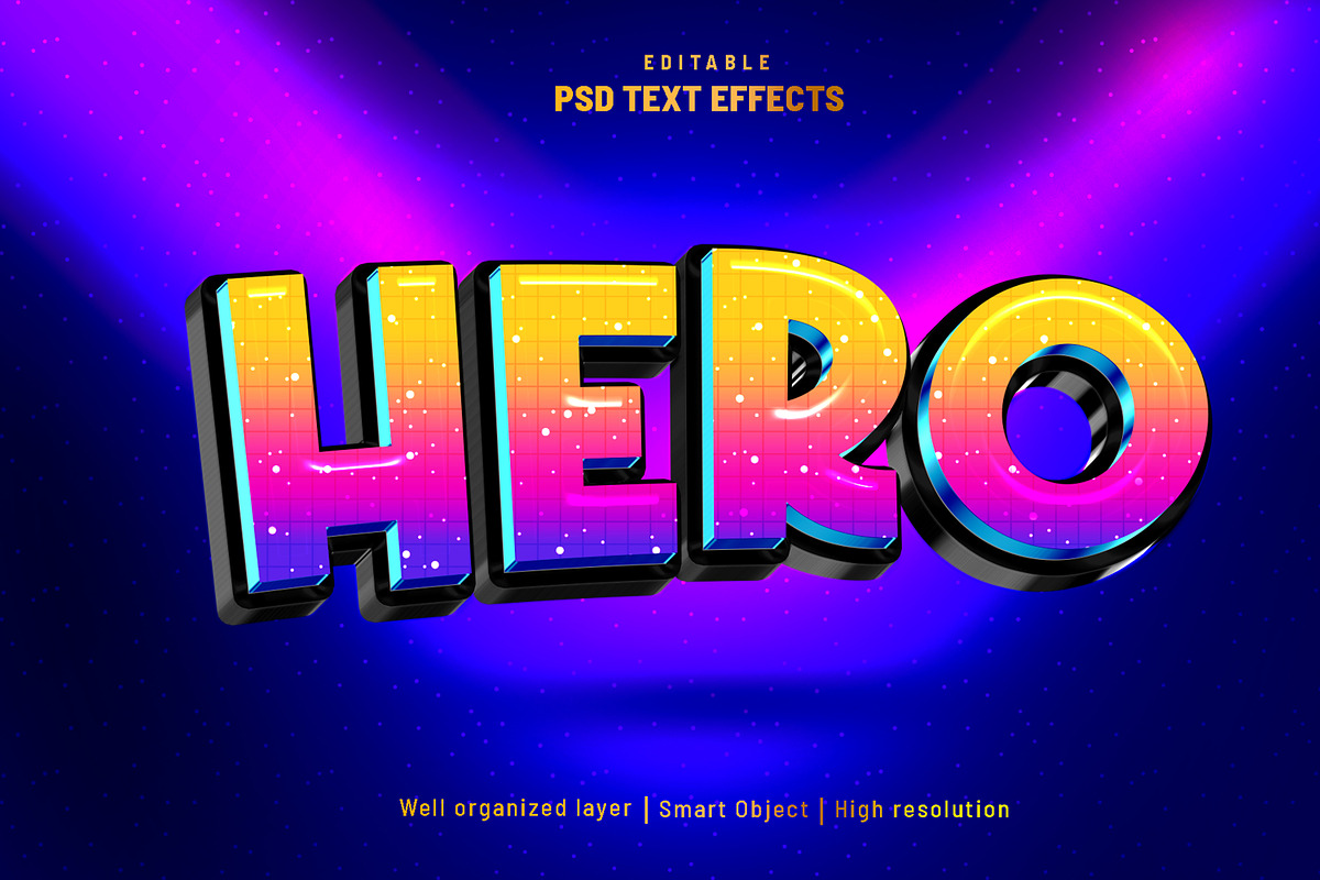 Hero color editable text effect PSD, a Layer Style Add-On by ...