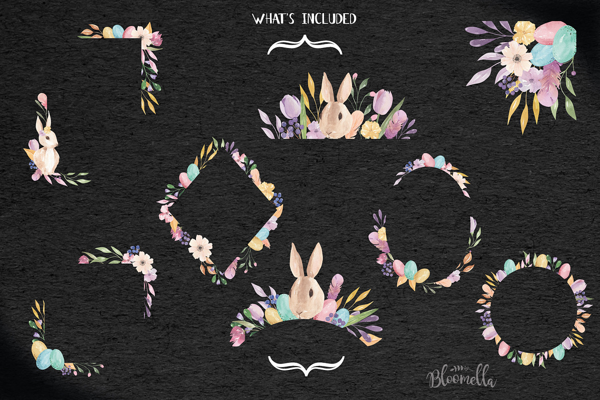 Watercolor Easter Spring Egg Frames, a Graphic by Bloomella