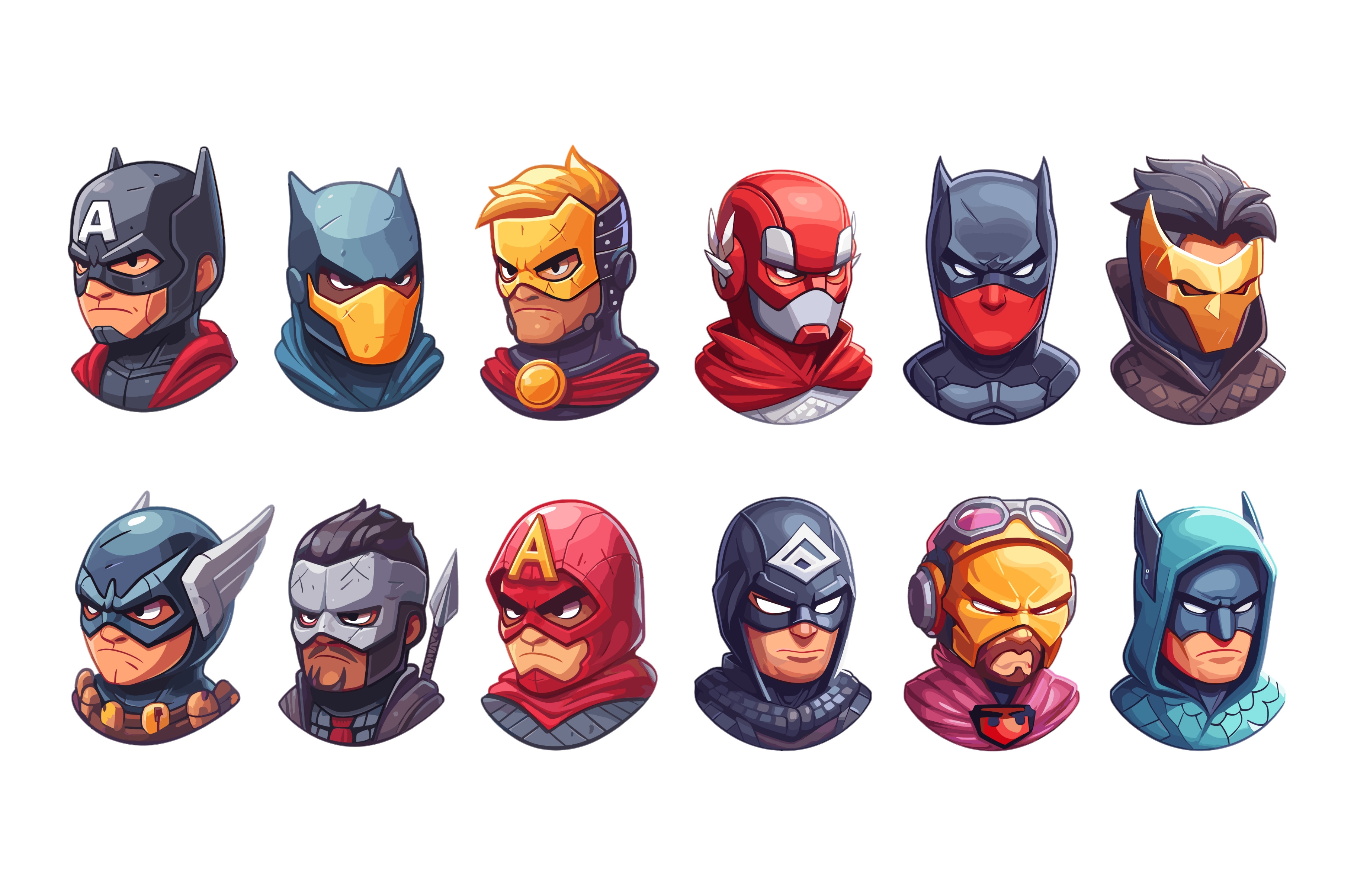 Comics superheroes, avatar set | Illustrations ~ Creative Market
