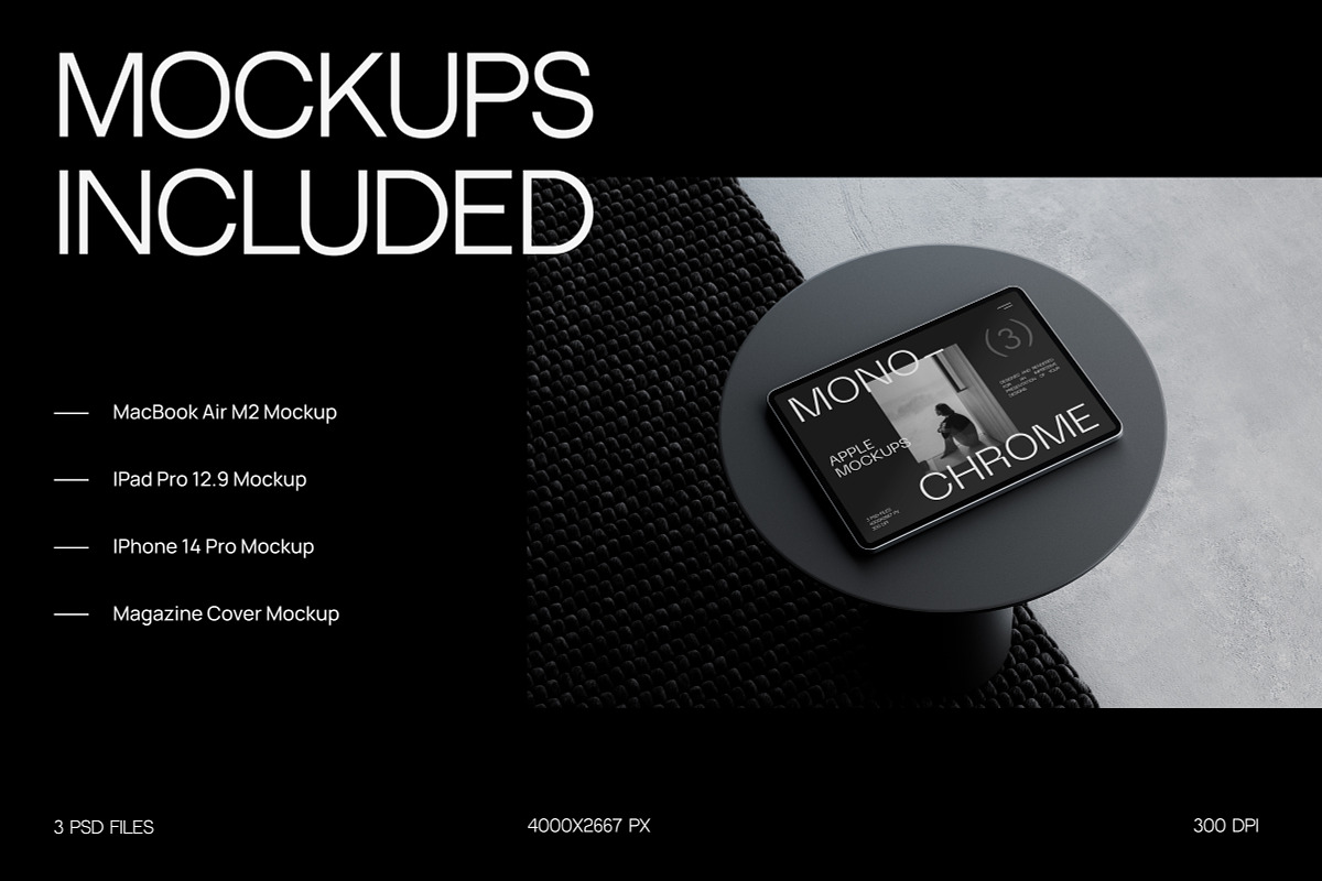 Monochrome Apple Devices Mockup Set
