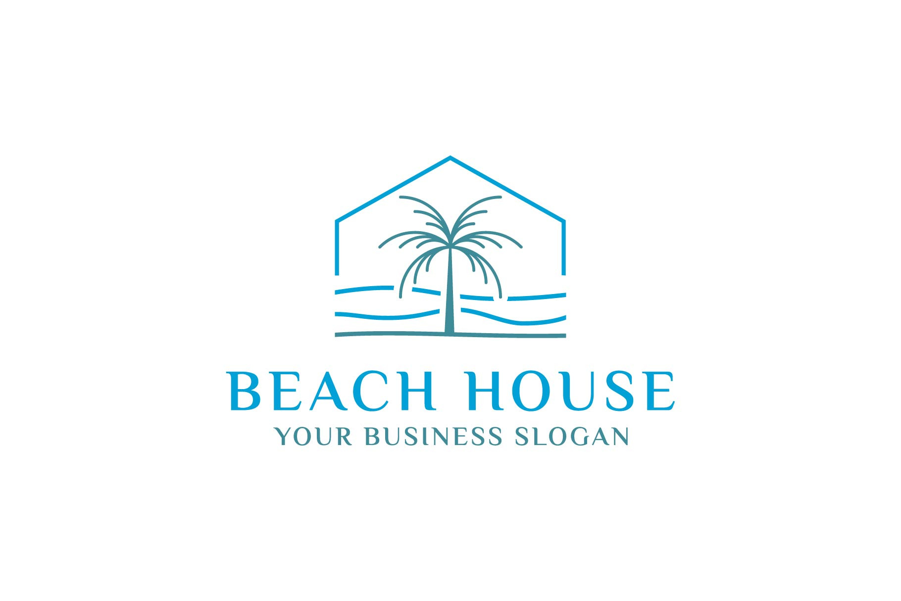 House and Beach Logo Design, a Branding & Logo Template by FransiskaDesign