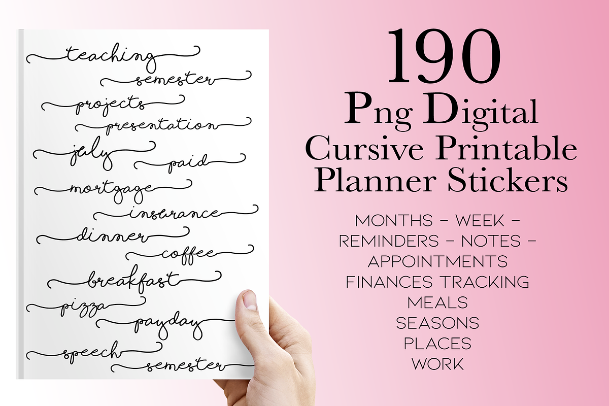 Printable Script Planner stickers, an Icon by The GG Shop | Creative Market