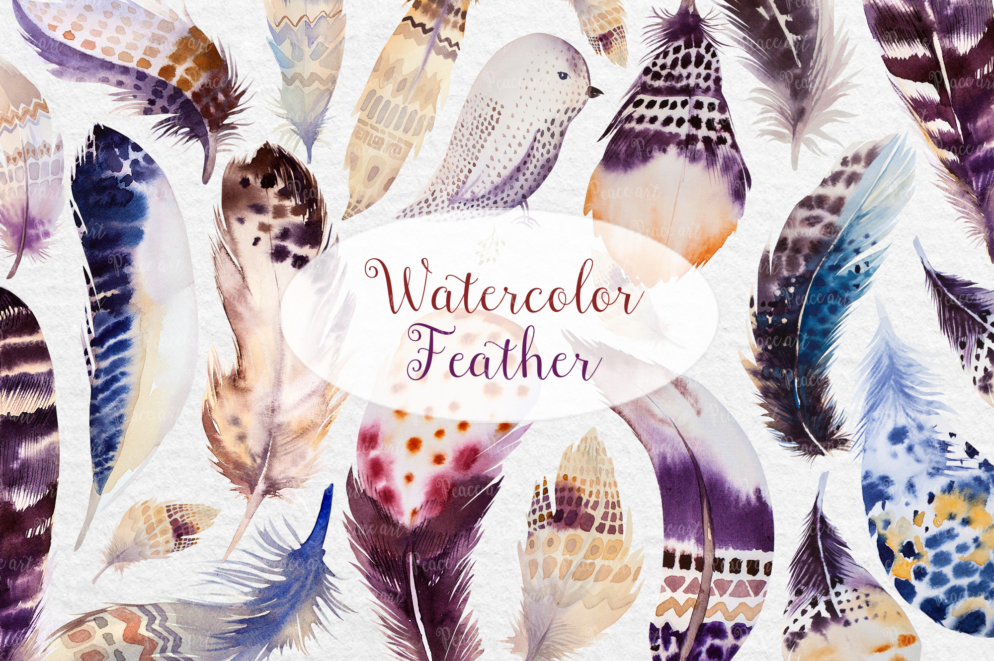 Watercolor BOHO feather DIY II, an Illustration by Peace ART | Creative ...
