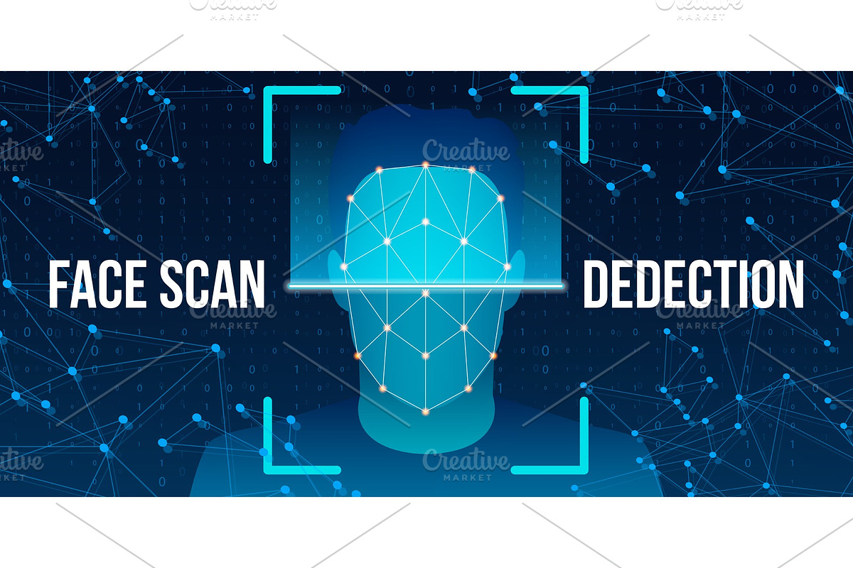 Biometric face verification scan., a Person Illustration by HAPPY ...