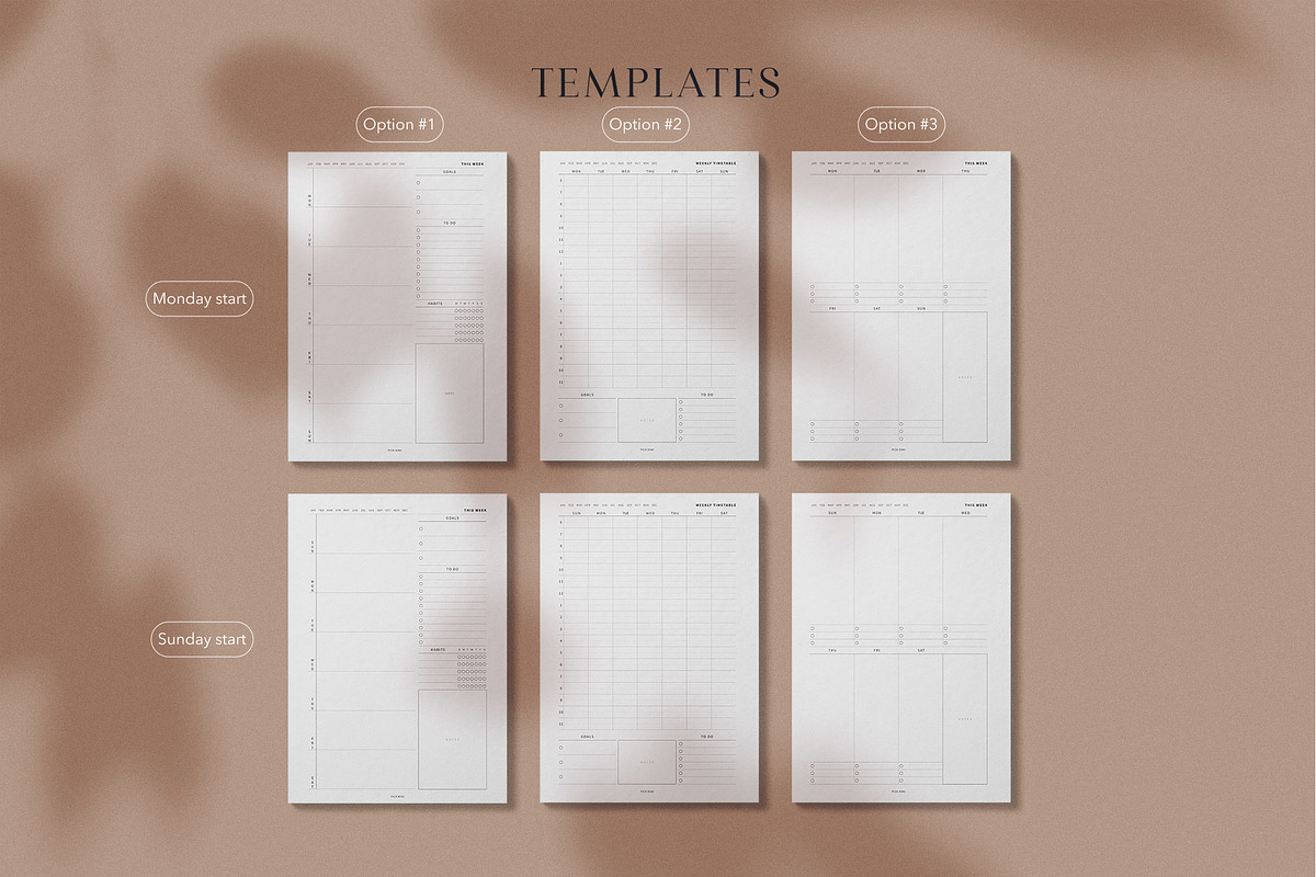 Printable Undated Weekly Planner, a Stationery Template by PickMimi