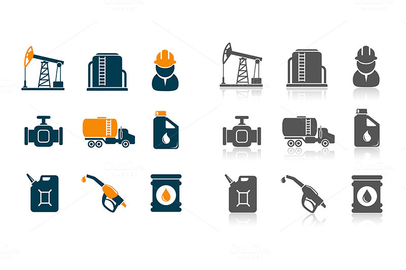 Oil and gasoline processing icons, an Icon by Teneresa
