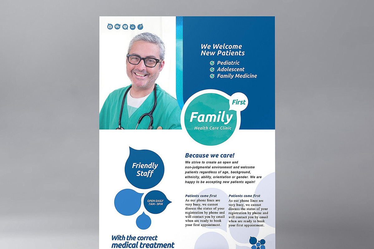 Healthcare Clinic Flyer Template 2, a Flyer Template by BrandPacks
