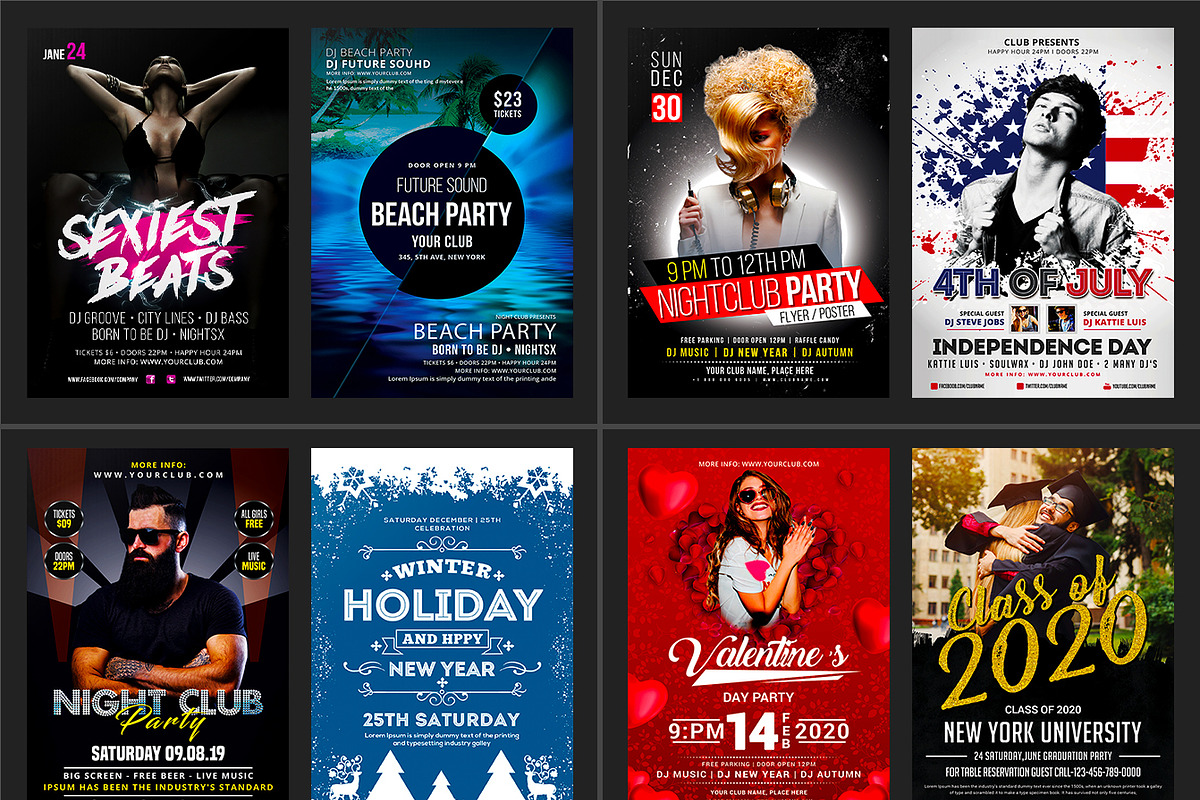 100-Party Flyers Bundle, a Flyer Template by AfzaalGraphics