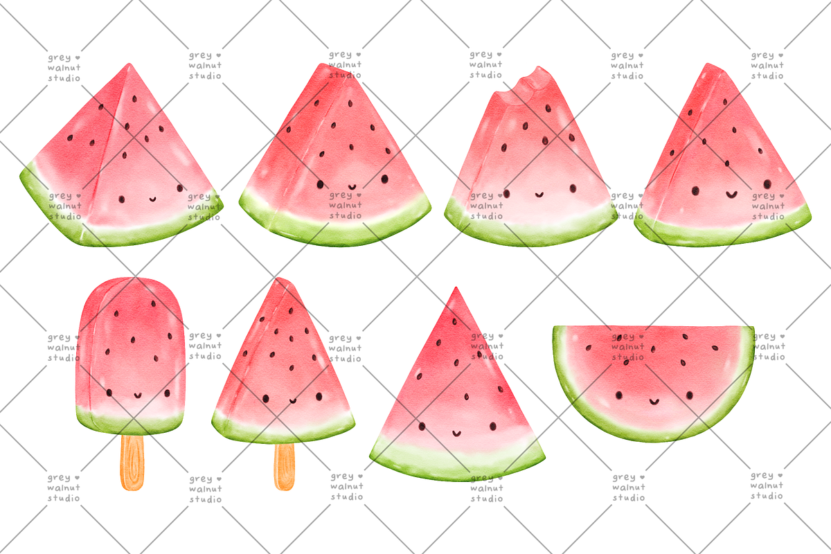 Watermelon Clipart, a Food Illustration by greywalnutstudio