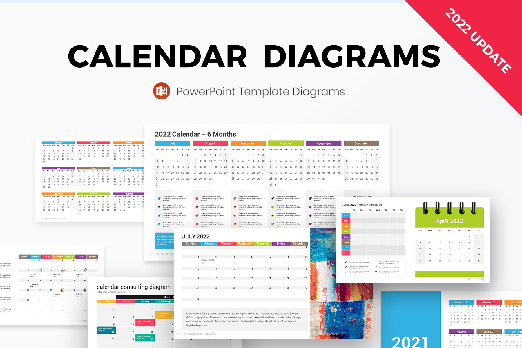 2022 calendar PowerPoint diagrams