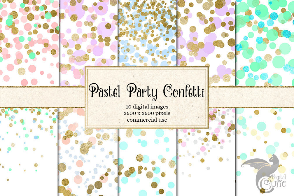 Pastel Party Confetti Backgrounds, a Texture Graphic by Digital Curio